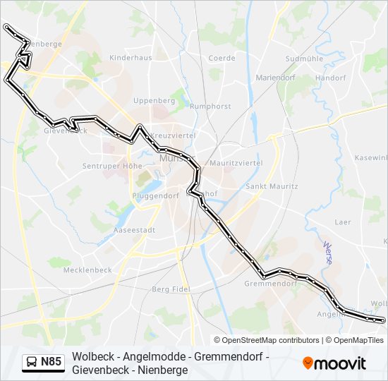 n85 Route: Schedules, Stops & Maps - Münster Wolbeck Markt Bstg B (Updated)