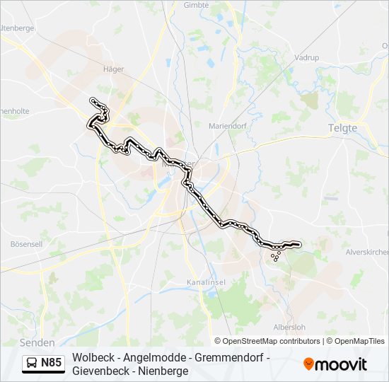 n85 Route: Schedules, Stops & Maps - Münster Hannaschweg (Updated)