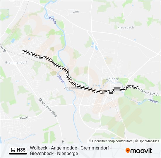n85 Route: Schedules, Stops & Maps - Münster Gremmendorf Ehrenmal (Updated)