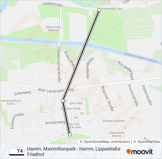 t4 Route: Schedules, Stops & Maps - Hamm, Lippestraße Friedhof (Updated)