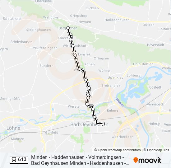 613 Route: Fahrpläne, Haltestellen & Karten - B.O-Bergkirchen, Kirche ...