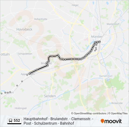 552 Route: Schedules, Stops & Maps - Münster (Westf) Hauptbahnhof Bstg ...