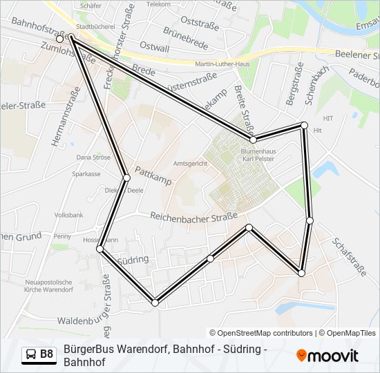 b8 Route: Schedules, Stops & Maps - Warendorf, Bahnhof Bstg 6f (Updated)