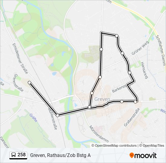 258 Route: Schedules, Stops & Maps - Greven, Rathaus/Zob Bstg A (Updated)