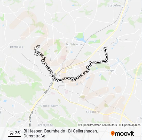 25 Route: Schedules, Stops & Maps - Bi-Heepen, Baumheide (Updated)