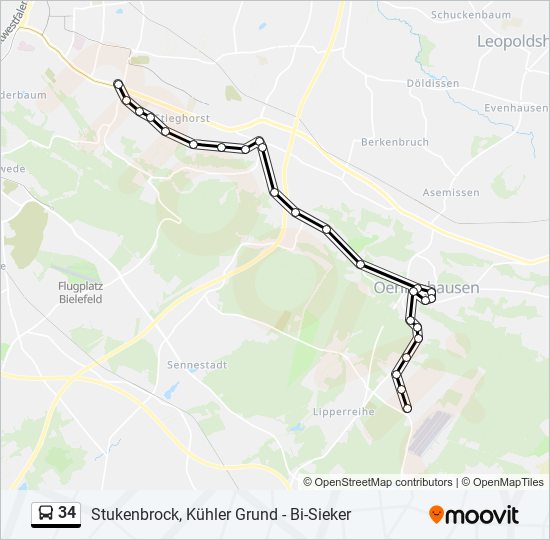 34 Route: Schedules, Stops & Maps - Oerl, Südstadt/Segelflugplatz (Updated)