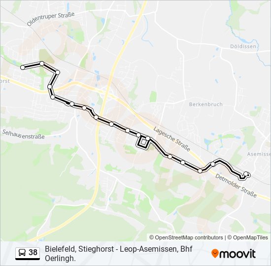 38 Route: Schedules, Stops & Maps - Leop-Asemissen, Bhf Oerlingh. (Updated)