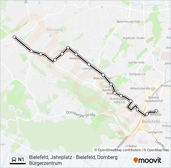 n1 Route: Schedules, Stops & Maps - Bielefeld, Jahnplatz (Updated)