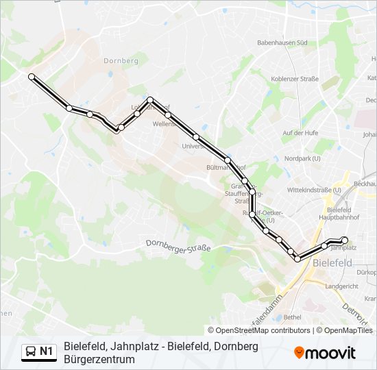 n1 Route: Schedules, Stops & Maps - Bielefeld, Jahnplatz (Updated)