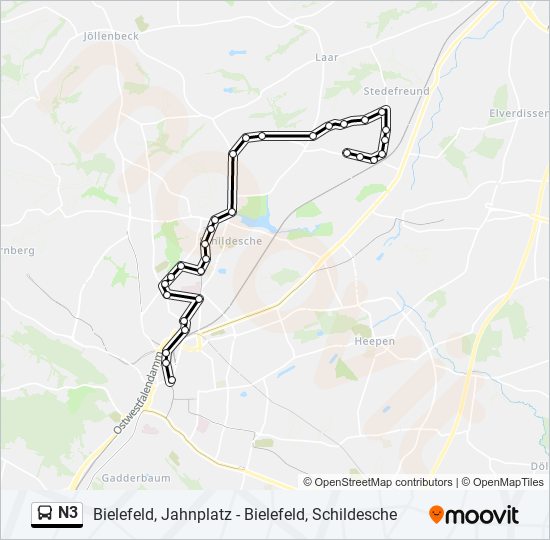 n3 Route: Schedules, Stops & Maps - Bielefeld, Jahnplatz (Updated)