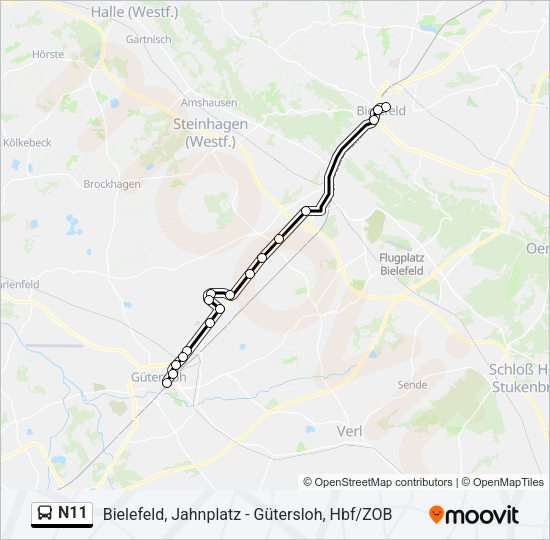 N11 Route: Schedules, Stops & Maps - Bielefeld, Jahnplatz (Updated)