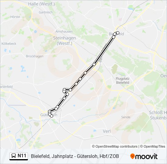 n11 Route: Fahrpläne, Haltestellen & Karten - Gütersloh, Hbf/Zob ...