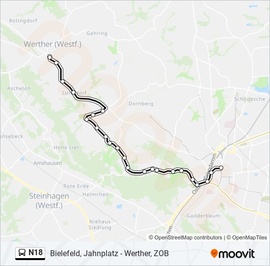 n18 Route: Schedules, Stops & Maps - Werther, Zob (Updated)