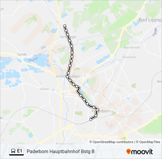 e1 Route: Schedules, Stops & Maps - Paderborn Hauptbahnhof Bstg B (Updated)