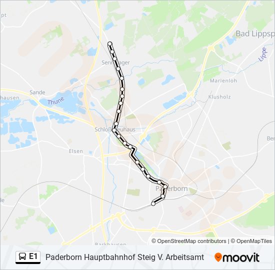 e1 Route: Schedules, Stops & Maps - Paderborn Hauptbahnhof Steig V ...