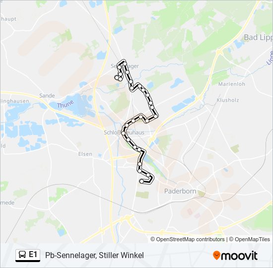 e1 Route: Schedules, Stops & Maps - Pb-Sennelager, Stiller Winkel (Updated)