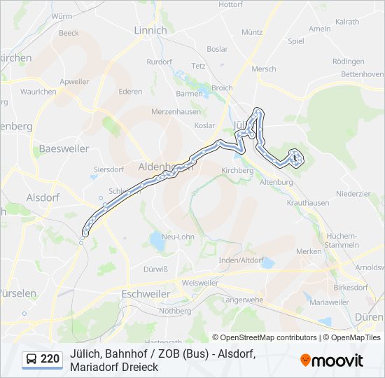 220 Route: Schedules, Stops & Maps - Jülich, Forschungszentrum ...