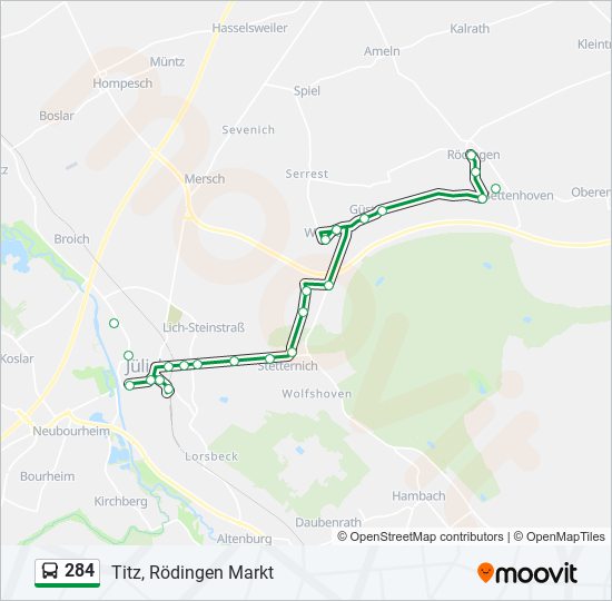 284 Route: Fahrpläne, Haltestellen & Karten - Titz, Rödingen Markt ...