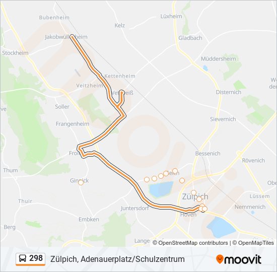 298 Route: Schedules, Stops & Maps - Zülpich, Adenauerplatz ...