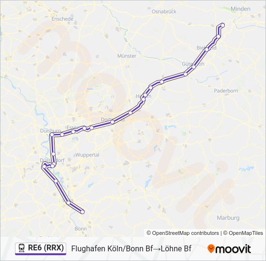 RE6 RRX Route: Schedules, Stops & Maps - Flughafen Köln/Bonn Bf‎→Löhne ...