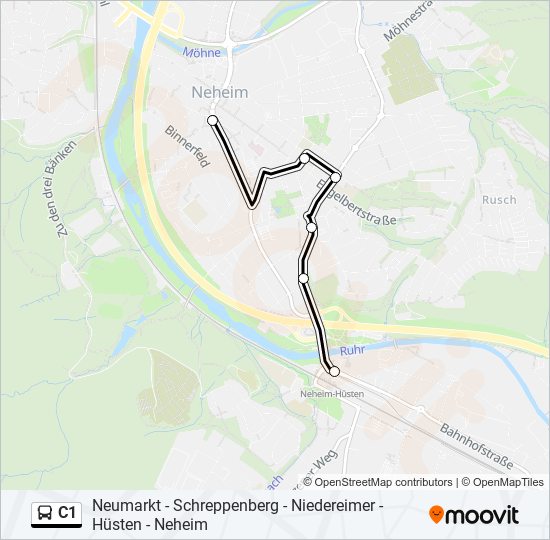 c1 Route: Schedules, Stops & Maps - Neheim-Hüsten, Bahnhof A (Updated)