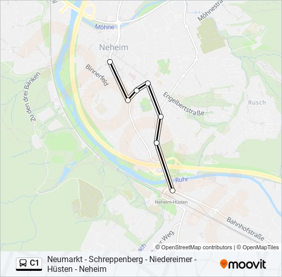 c1 Route: Schedules, Stops & Maps - Neheim-Hüsten, Bahnhof A (Updated)