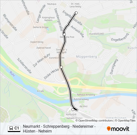 c1 Route: Schedules, Stops & Maps - Neheim, St.-Ursula-Gymnasium (Updated)