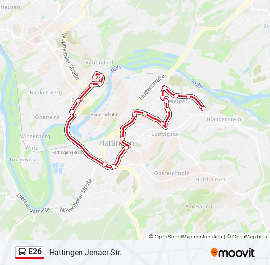e26 Route: Fahrpläne, Haltestellen & Karten - Hattingen Jenaer Str ...