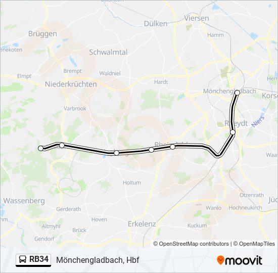 rb34 Route: Fahrpläne, Haltestellen & Karten - Mönchengladbach, Hbf ...