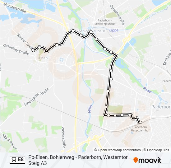 e8 Route: Schedules, Stops & Maps - Paderborn Hauptbahnhof Bstg A4 ...