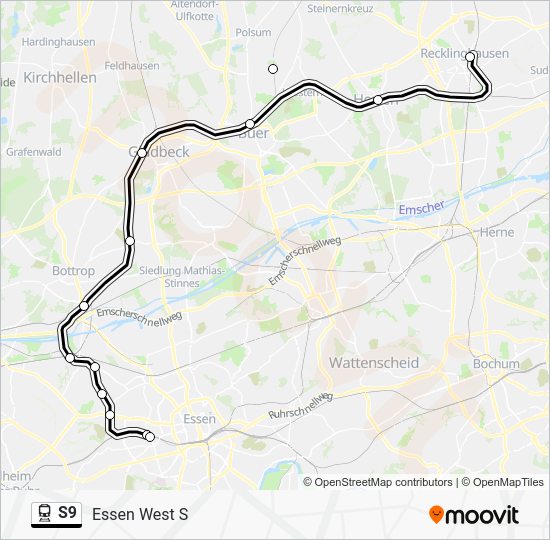 s9 Route: Fahrpläne, Haltestellen & Karten - Essen West S (Aktualisiert)