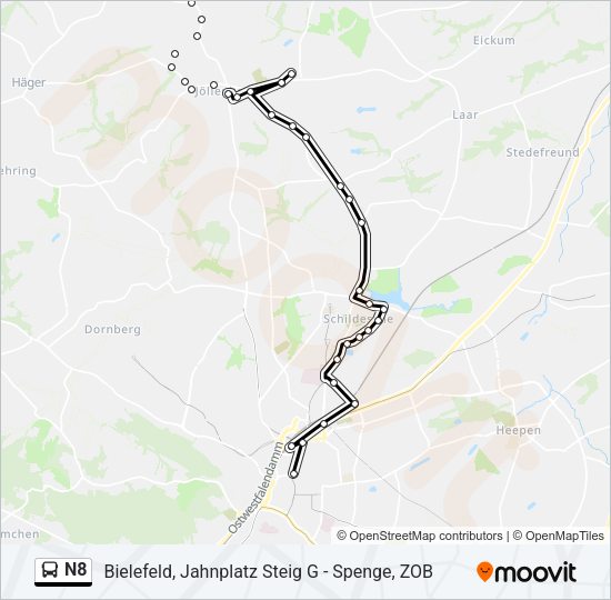 n8 Route: Schedules, Stops & Maps - Bielefeld, Jahnplatz Steig C (Updated)