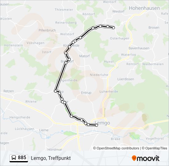 885 Route: Fahrpläne, Haltestellen & Karten - Lemgo, Treffpunkt ...