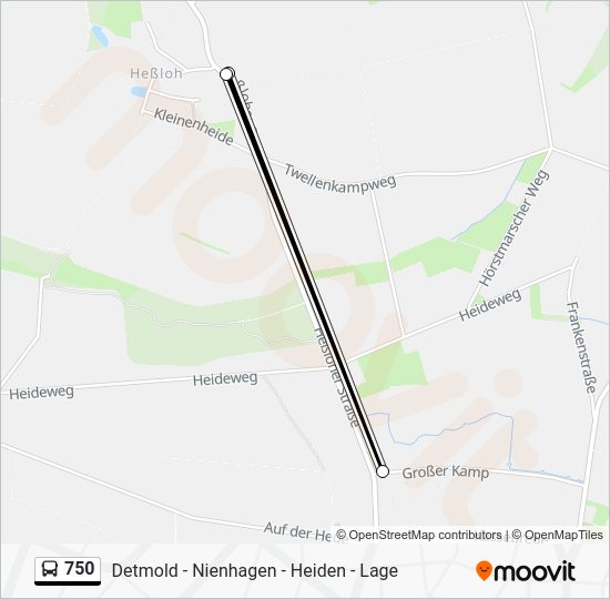 750 Route: Fahrpläne, Haltestellen & Karten - Lage-Heßloh, Jägerhof ...