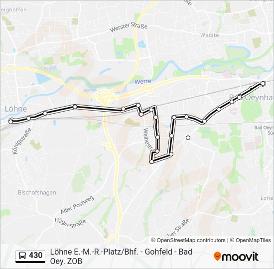 430 Route: Fahrpläne, Haltestellen & Karten - Löhne, Remarqueplatz/Bhf ...