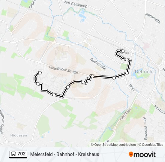 702 Route: Fahrpläne, Haltestellen & Karten - Detmold, Bahnhof Steig 3 ...