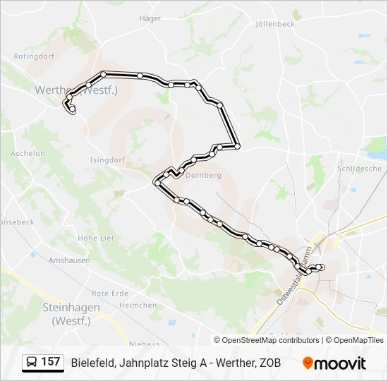 157 Route: Fahrpläne, Haltestellen & Karten - Bielefeld, Jahnplatz ...