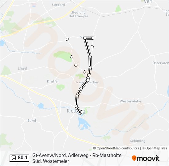 801 Route: Fahrpläne, Haltestellen & Karten - Rb-Varensell, Bauer ...
