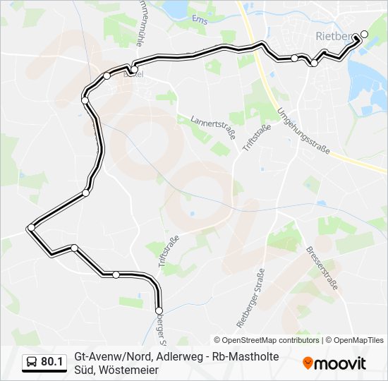 801 Route: Fahrpläne, Haltestellen & Karten - Rb-Hammoor, Horstkemper ...