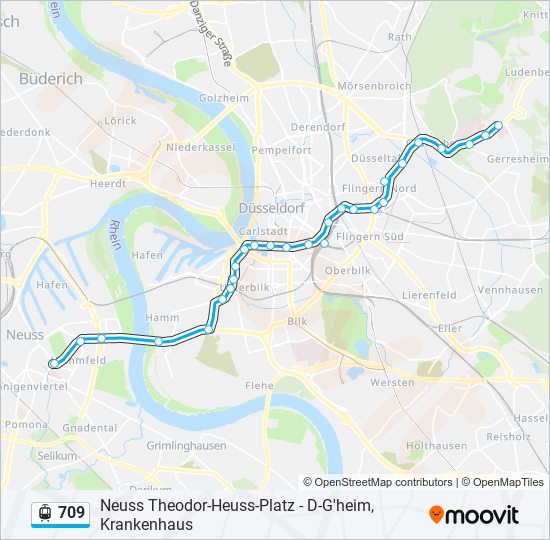 709 Route: Fahrpläne, Haltestellen & Karten - Neuss Stadthalle/Museum ...