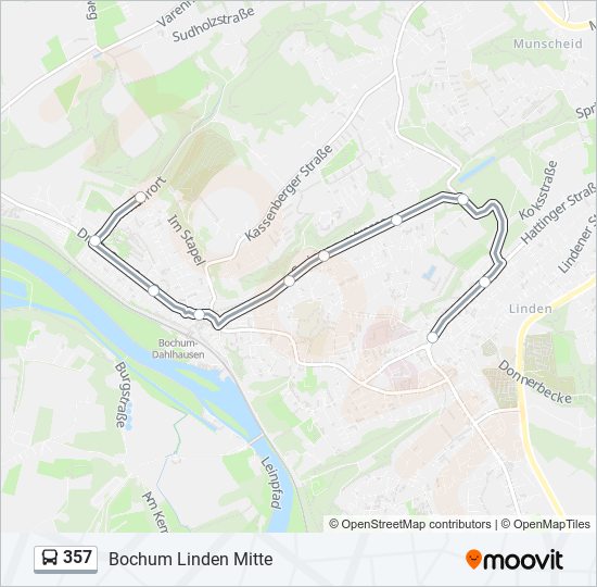 357 Route: Fahrpläne, Haltestellen & Karten - Bochum Linden Mitte ...