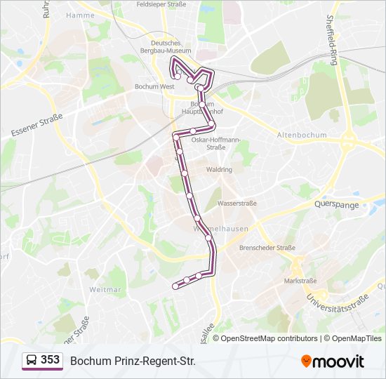 353 Route: Fahrpläne, Haltestellen & Karten - Bochum Prinz-Regent-Str ...
