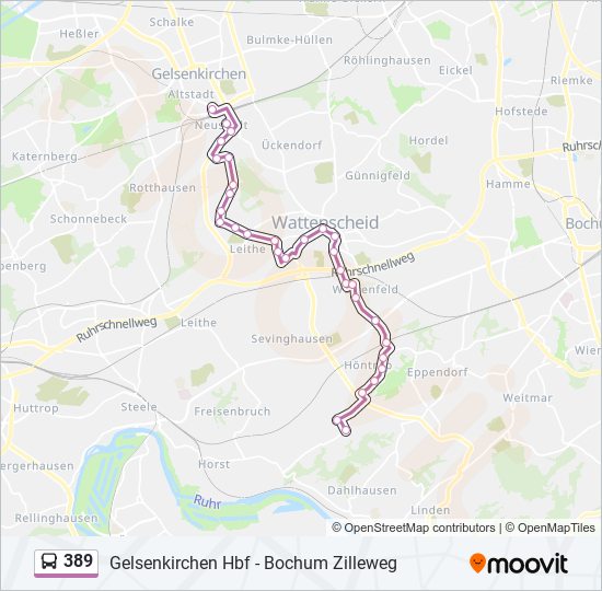 389 Route: Fahrpläne, Haltestellen & Karten - Bochum Zilleweg ...
