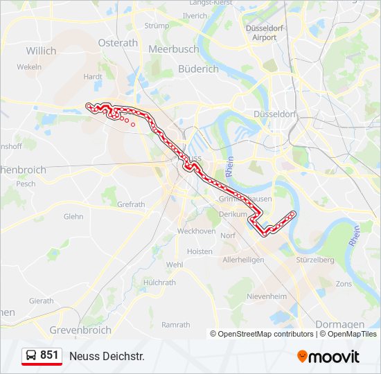 851 Route: Fahrpläne, Haltestellen & Karten - Neuss Deichstr ...