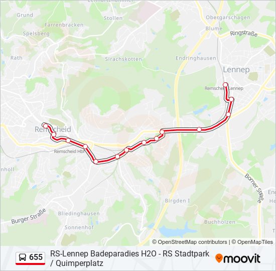 655 Route: Fahrpläne, Haltestellen & Karten - Remscheid Friedrich-Ebert ...
