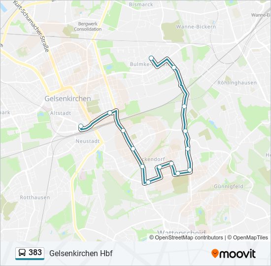383 Route: Fahrpläne, Haltestellen & Karten - Gelsenkirchen Hbf ...