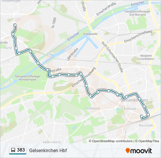 383 Route: Fahrpläne, Haltestellen & Karten - Gelsenkirchen Hbf ...