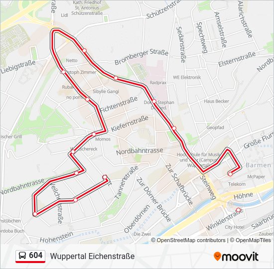 604 Route Schedules Stops Maps Wuppertal Eichenstra e Updated 