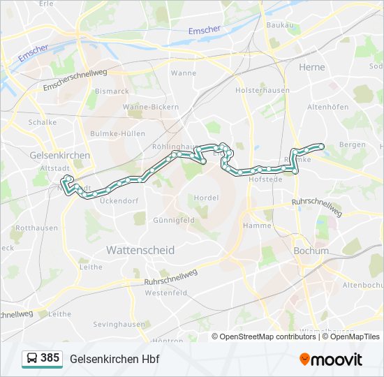 385 Route: Fahrpläne, Haltestellen & Karten - Gelsenkirchen Hbf ...
