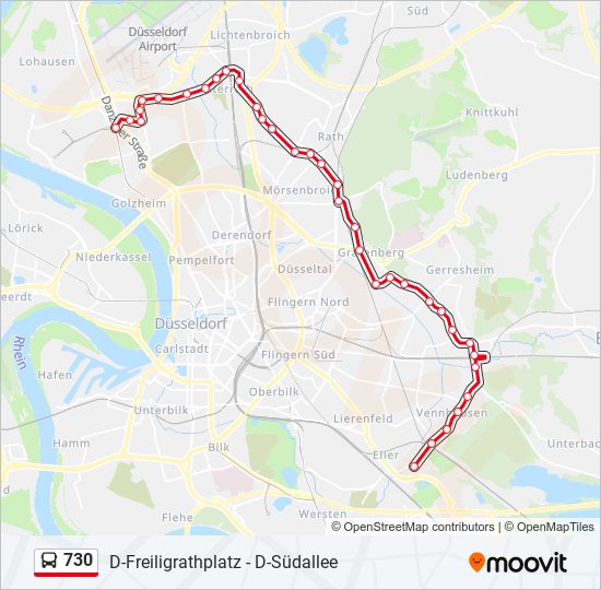 730 Route: Fahrpläne, Haltestellen & Karten - D-Vennhauser Allee ...
